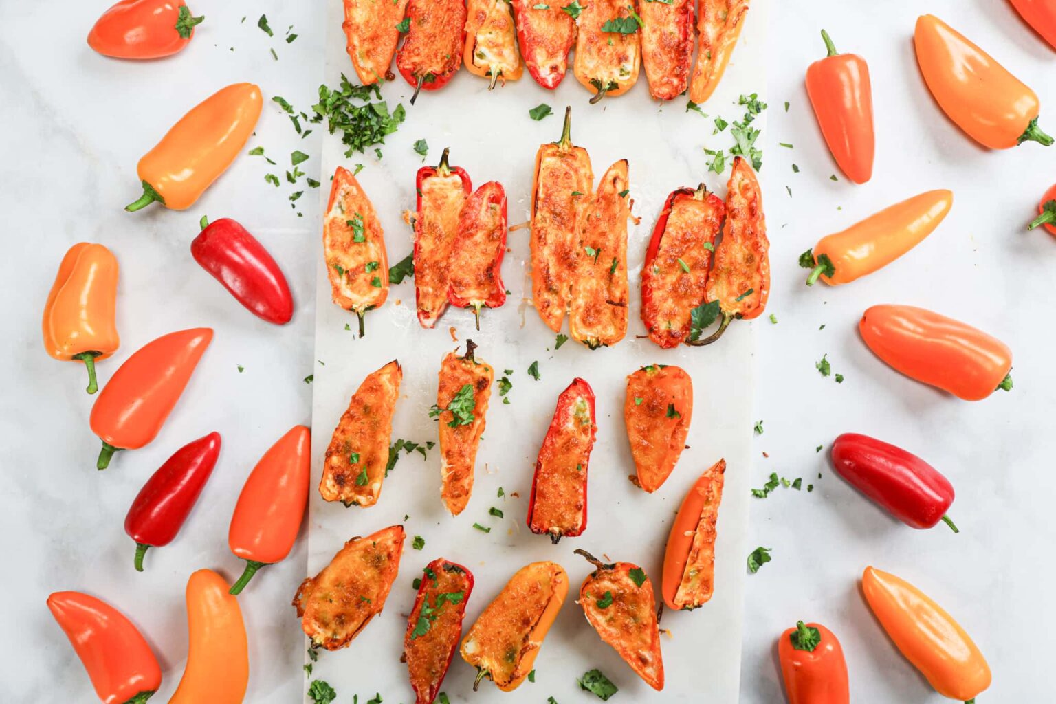 Baked Mini Peppers with Jalapeño Filling | Greenhouse Goodness